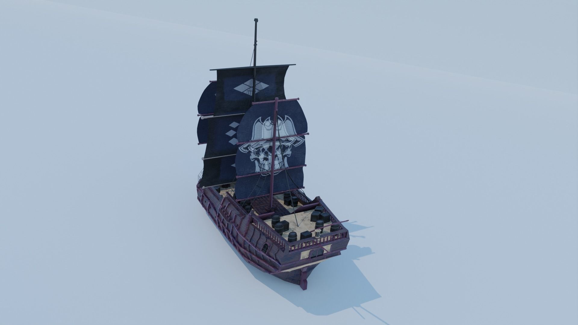 3D model Sea Pirate Ship 3D model - Low-poly 3D model VR / AR / low ...