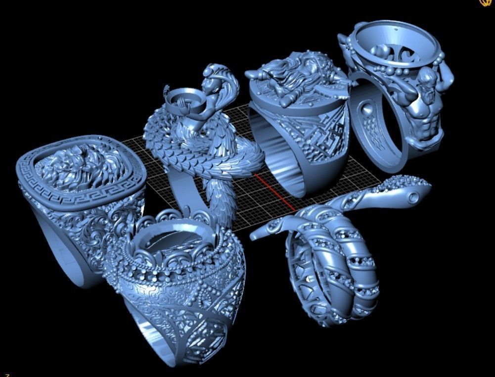zbrush Ring collection 3D model 3D printable | CGTrader