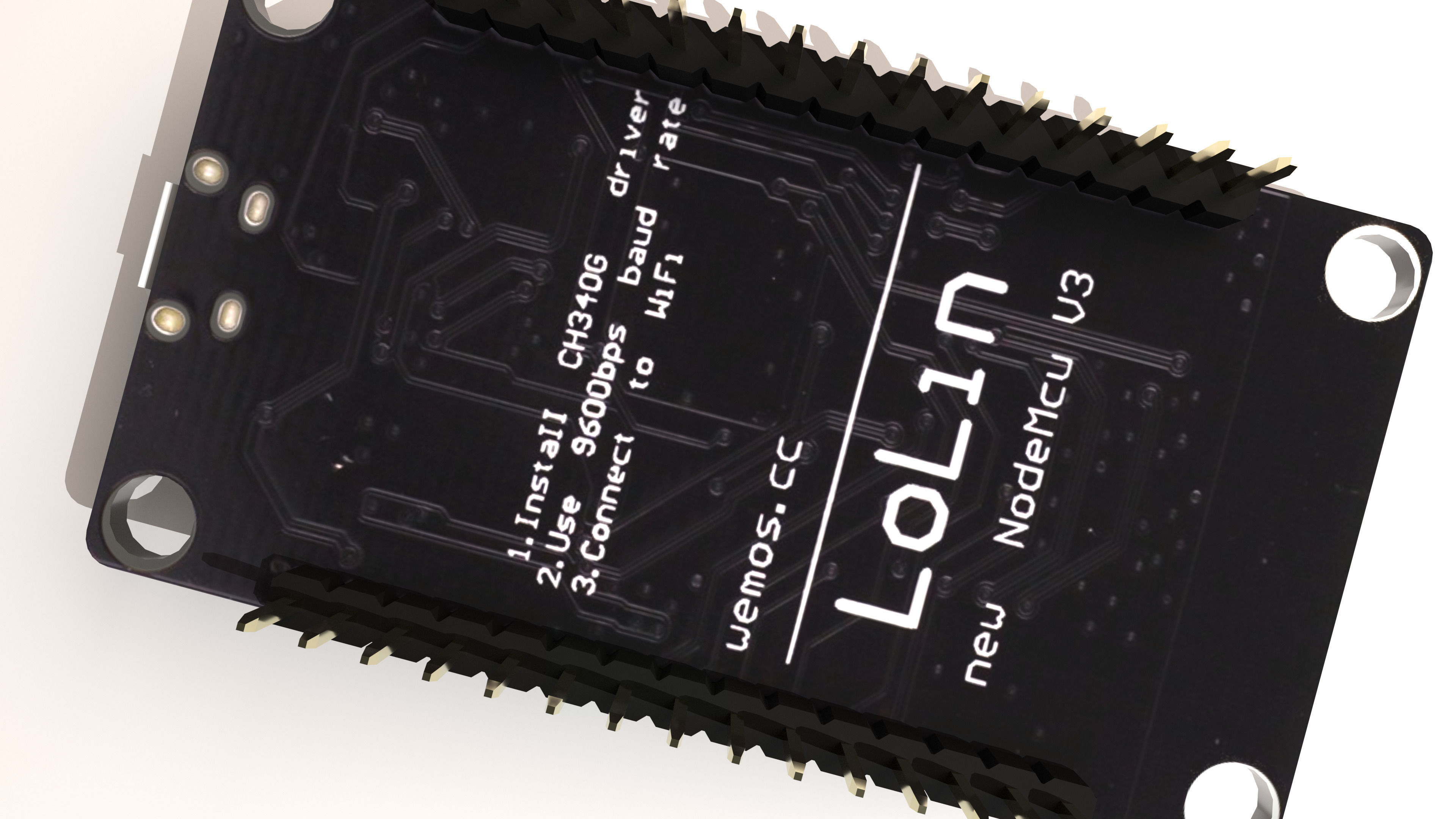 Nodemcu V3 With Esp8266 Arduino Diy Circuit 3d Model Cgtrader