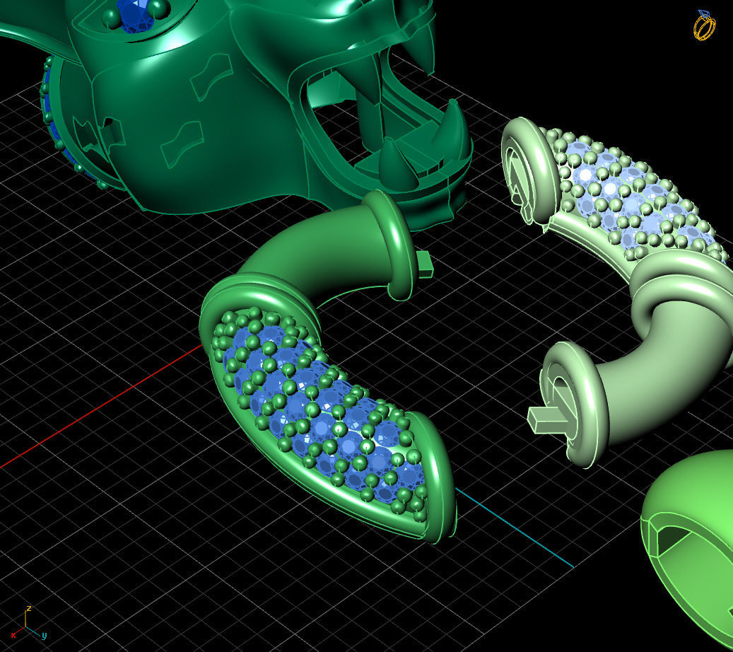 3DM STL Panther Head Diamond Animal Bracelet with Lock System 3D model 3D printable | CGTrader