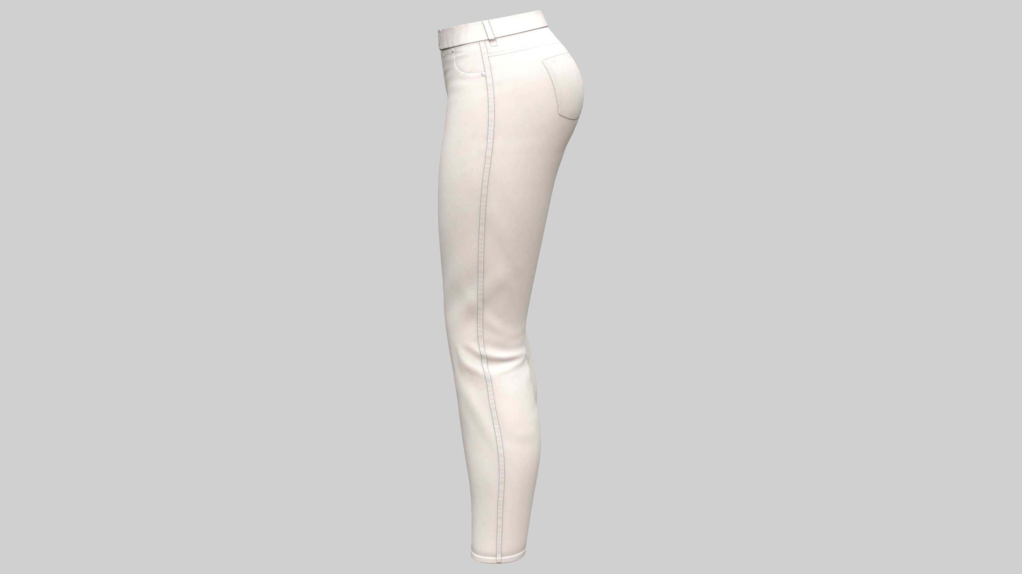3D model Beige Slim Fit Pants Denims VR / AR / low-poly | CGTrader
