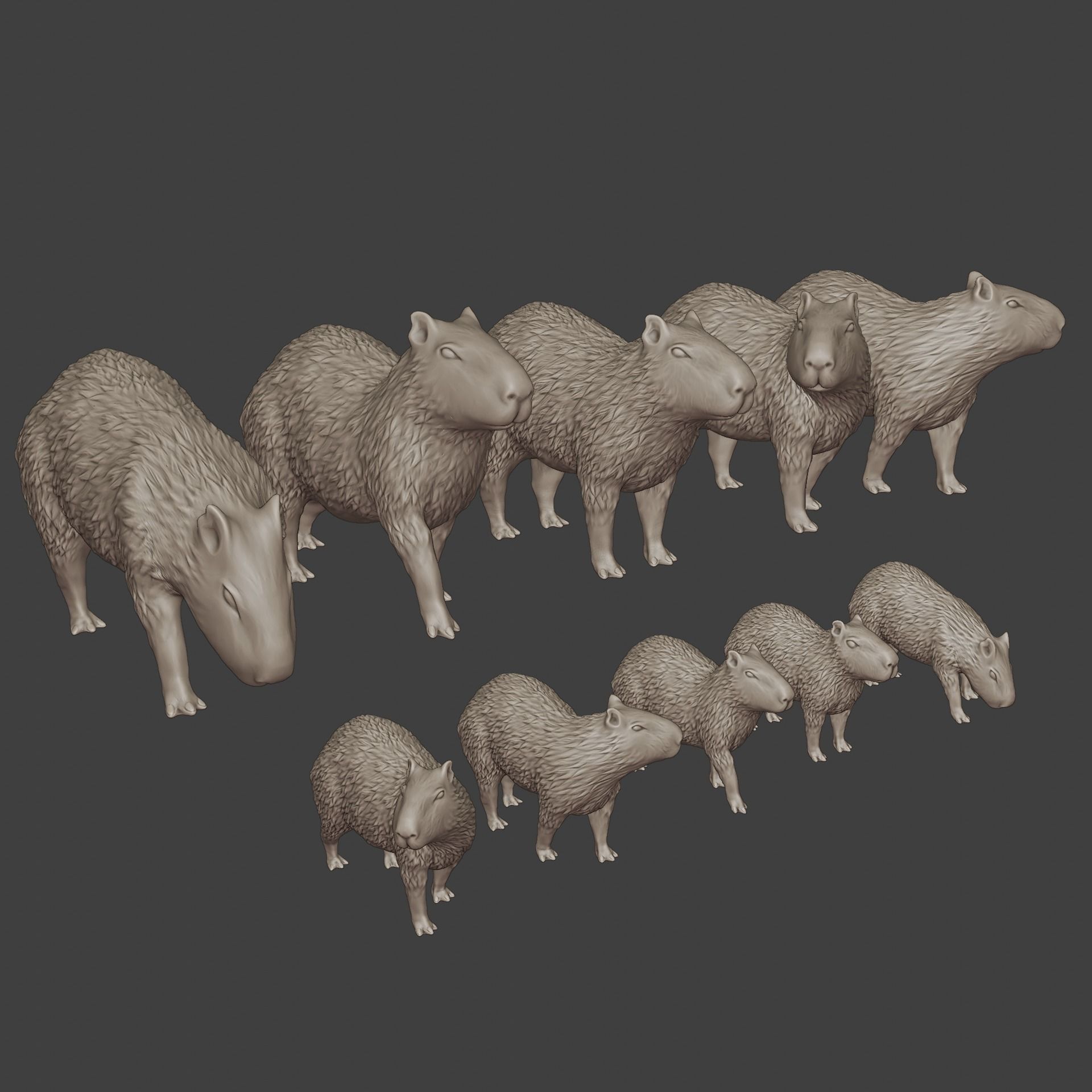 Capybara Family Diorama Pack 3D model 3D printable | CGTrader