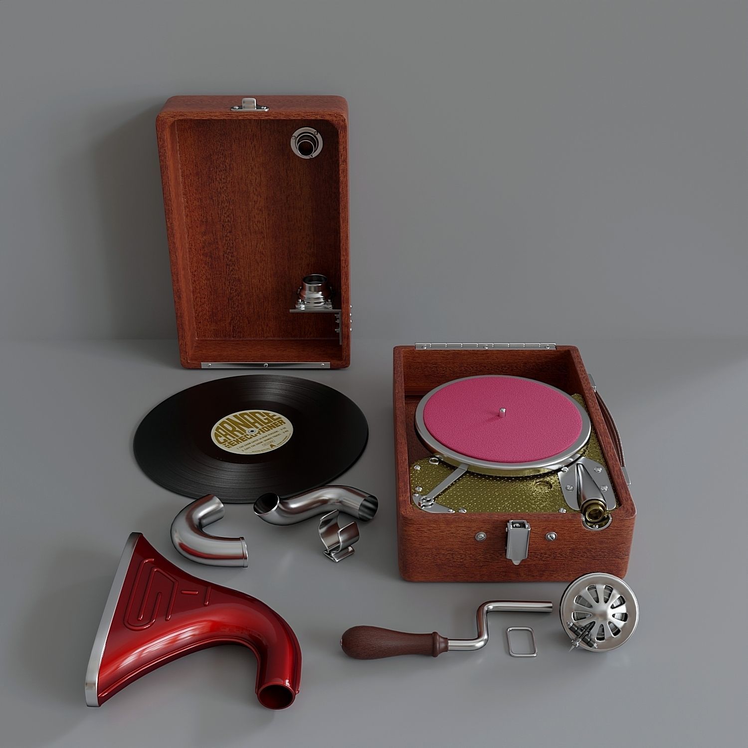 Vintage travel portable gramophone 3D model | CGTrader