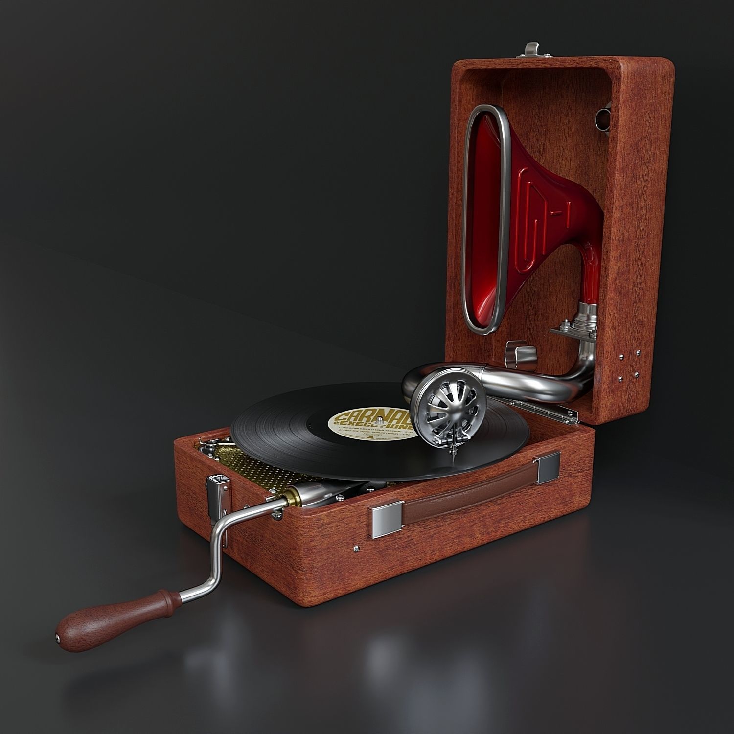 Vintage travel portable gramophone 3D model | CGTrader