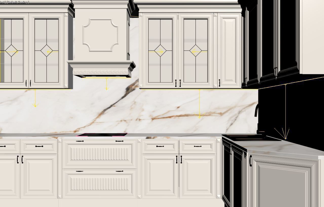 Classic beige ribbed kitchen 3D model | CGTrader