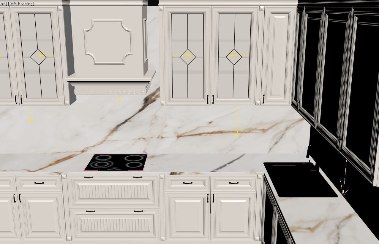 Classic beige ribbed kitchen 3D model | CGTrader