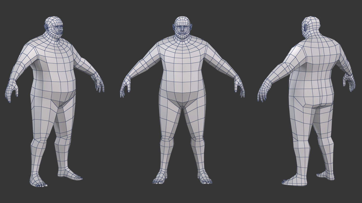 BaseMesh Male Fat 3D model | CGTrader