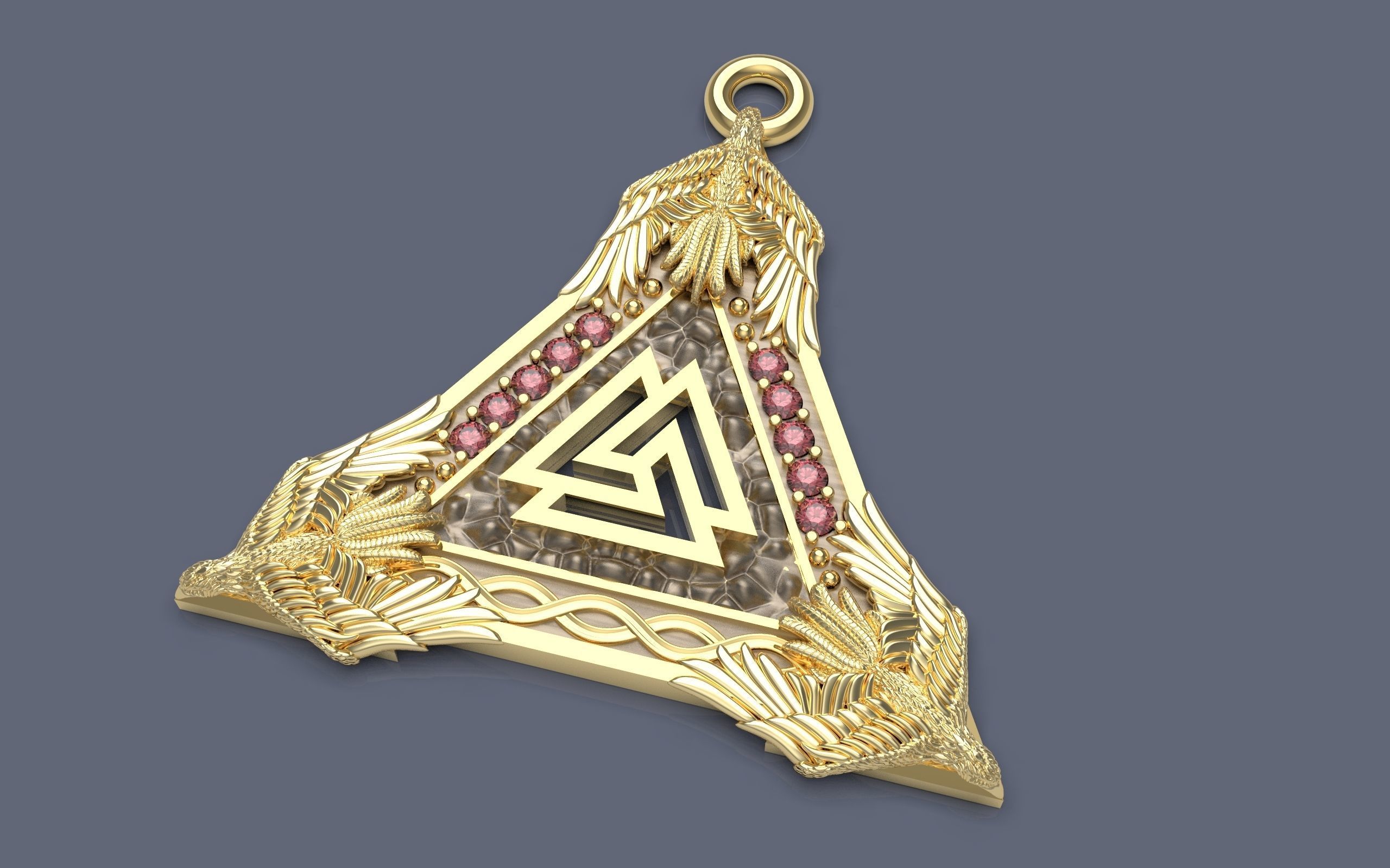Viking style pendant with ravens and the Odin rune 3D model 3D ...