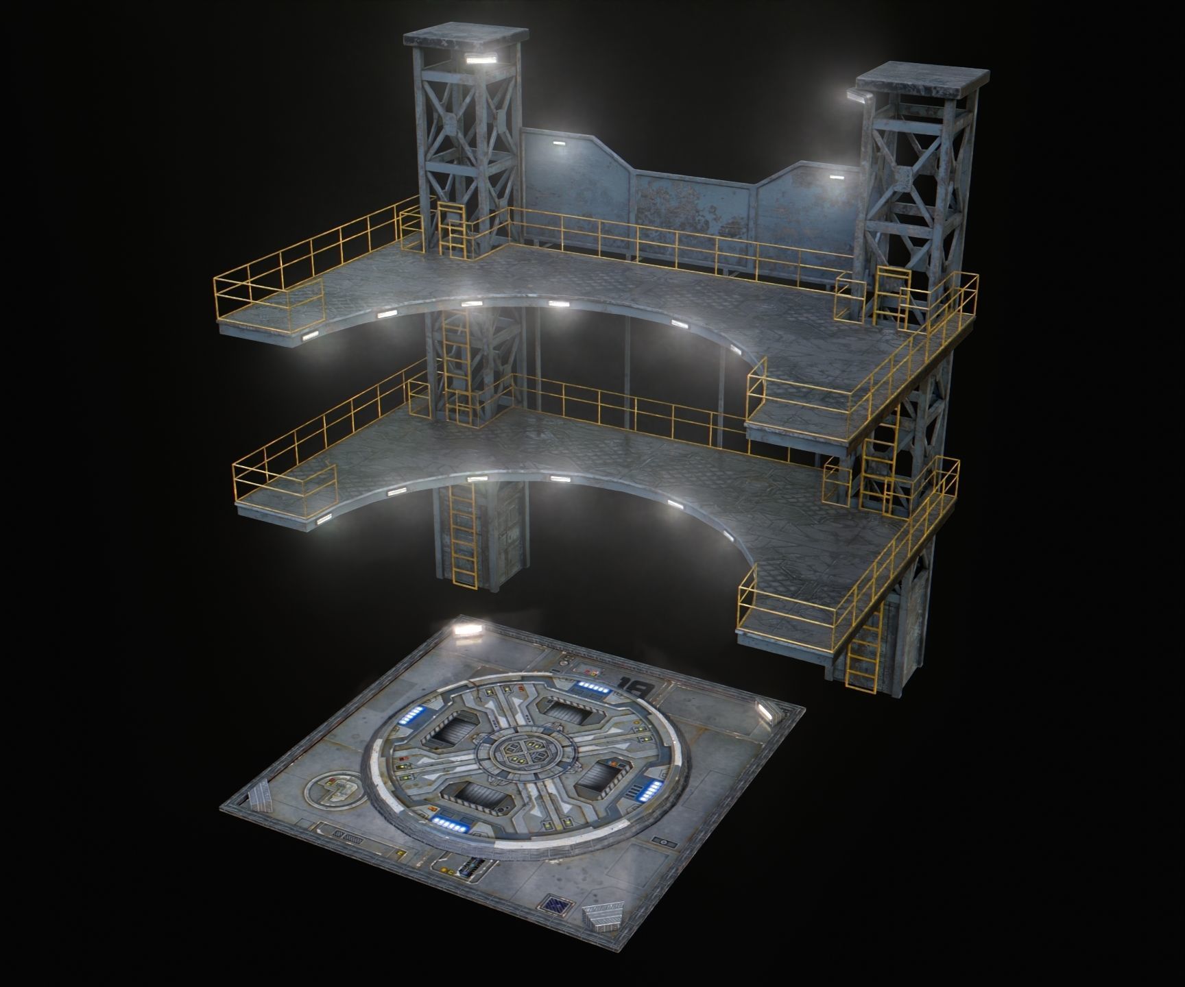 3D model Landing Pad with Platform VR / AR / low-poly | CGTrader