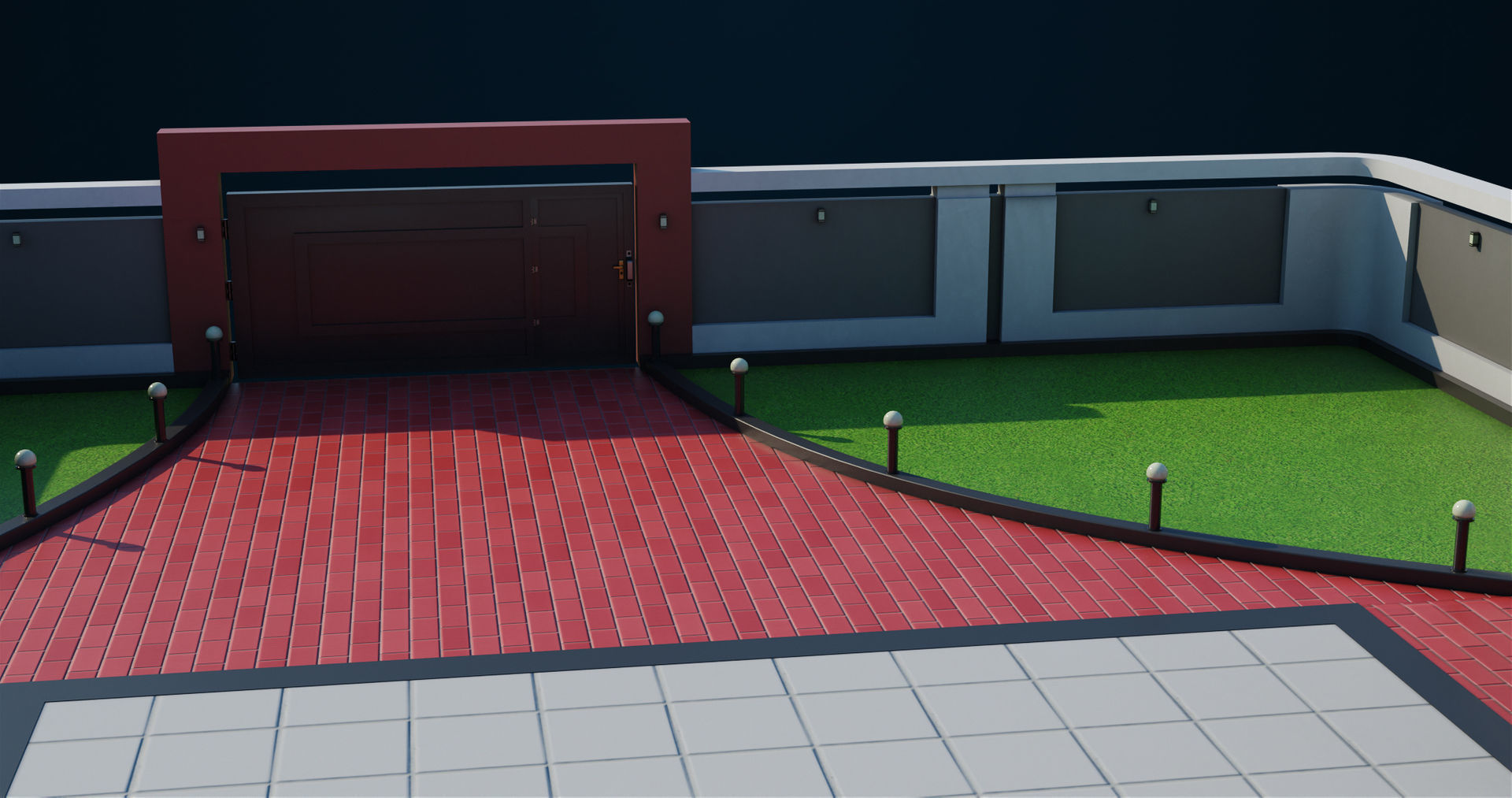 3D model Compound wall 01 All PBR Unity UE Textures Included VR / AR ...