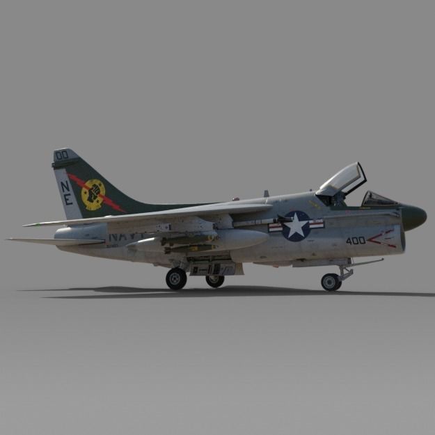 A7 CORSAIR II aircraft with weapons and shelter bonus free 3D model ...