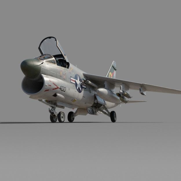 A7 CORSAIR II aircraft with weapons and shelter bonus free 3D model ...