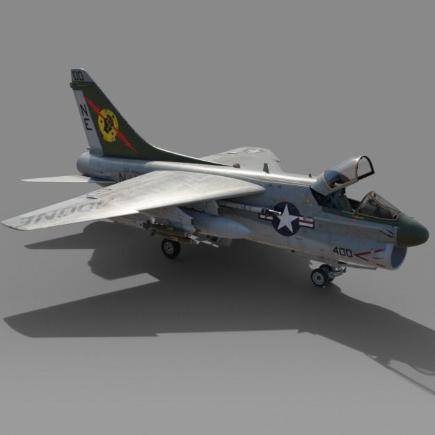 A7 CORSAIR II aircraft with weapons and shelter bonus free 3D model ...