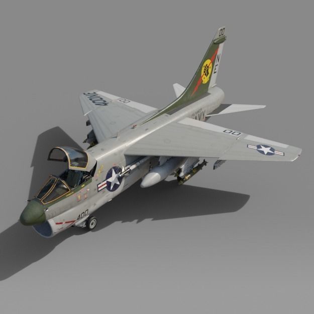 A7 CORSAIR II aircraft with weapons and shelter bonus free 3D model ...