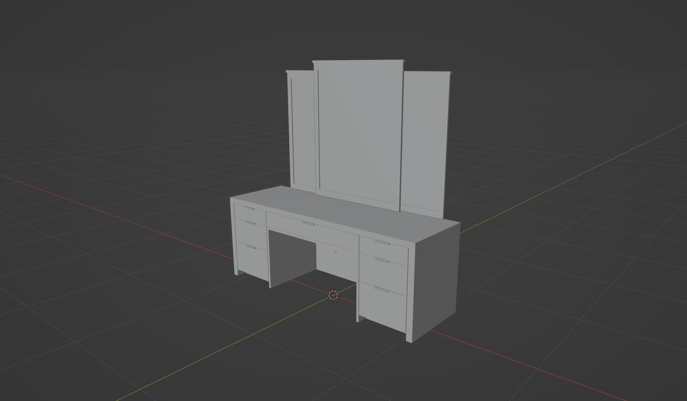 3D model Modern Wooden Dressing Table - Low Poly VR / AR / low-poly ...