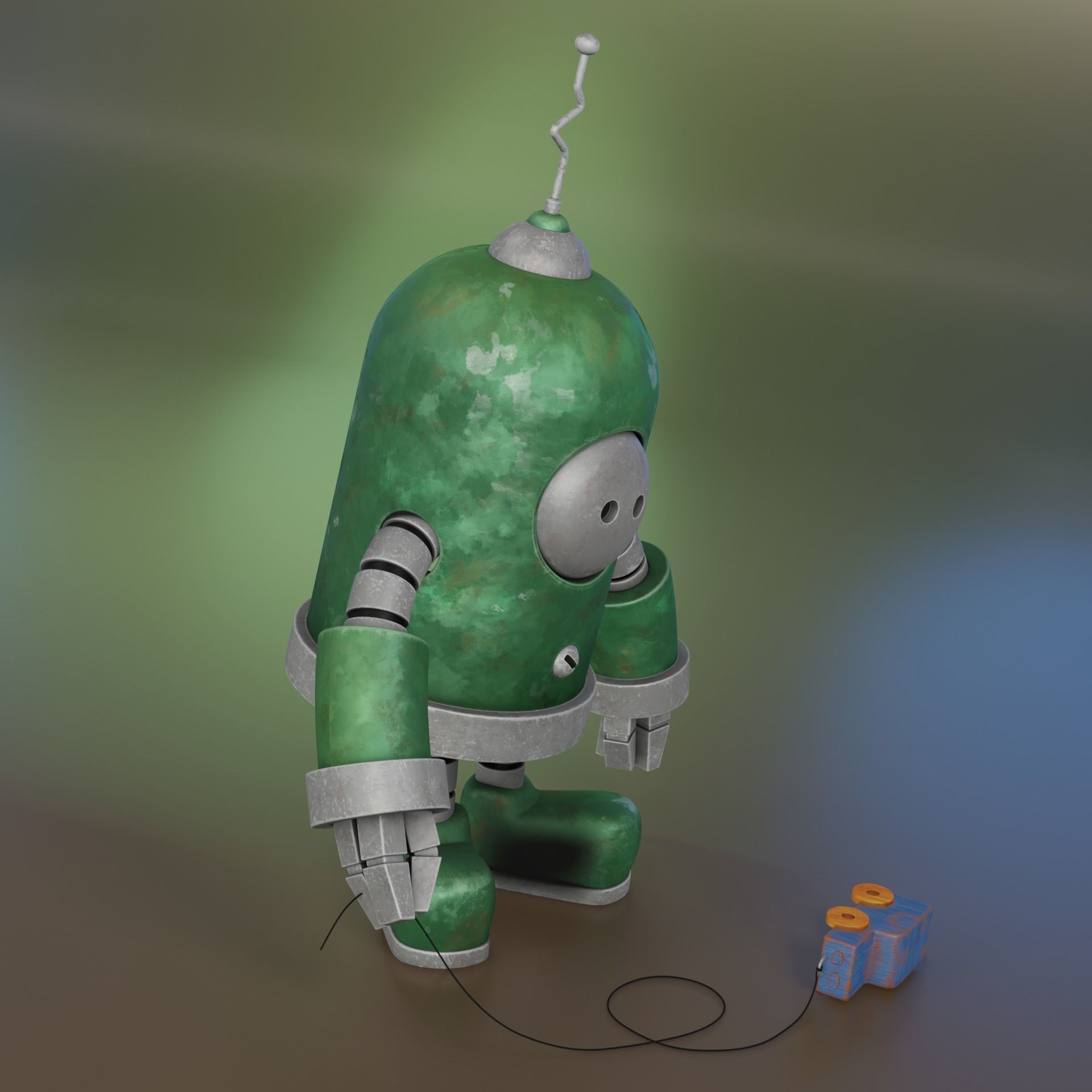 The Greenbot robot with remote control 3D model | CGTrader