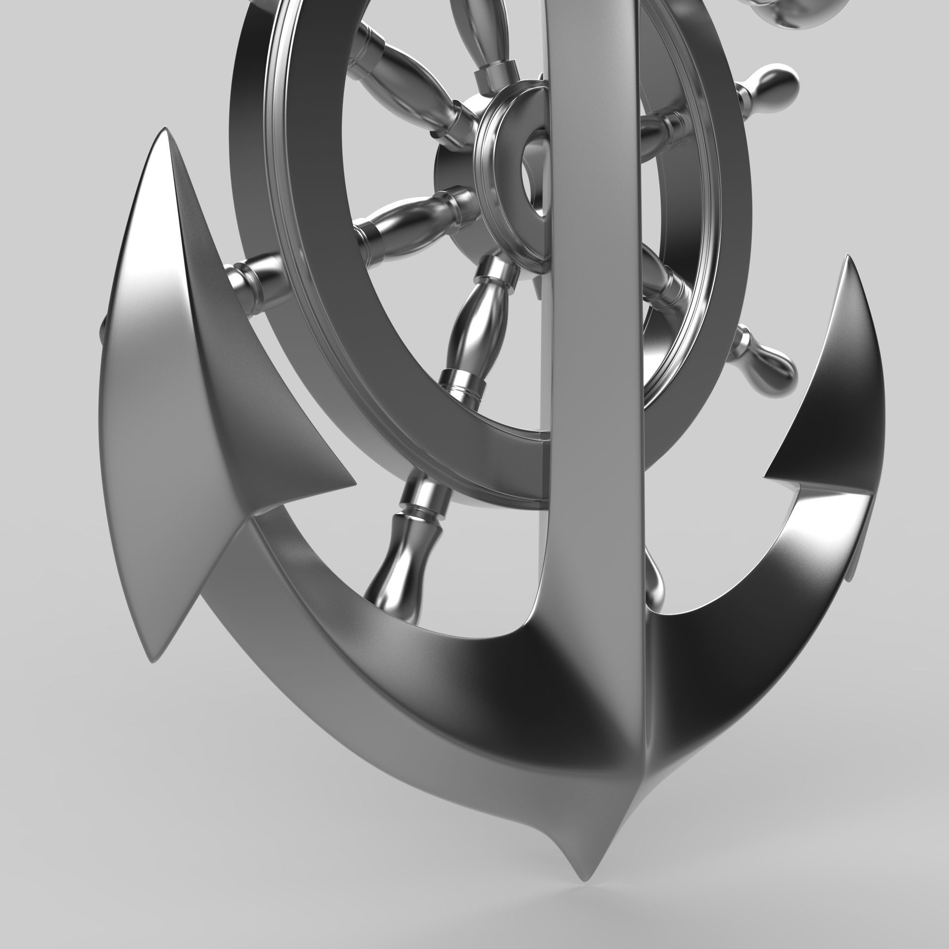 Anchor wheel pendant 3D model | CGTrader