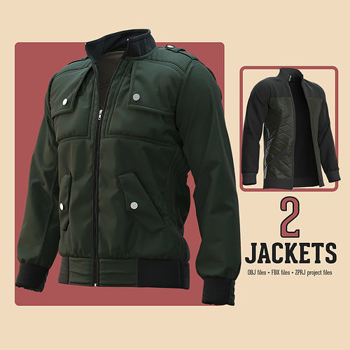 2 Jackets CLO3D Marvelous Project files Zprj OBJ FBX 3D model | CGTrader