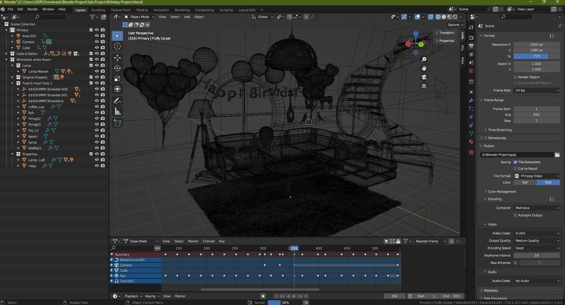 Birthday Party room with simple animation 3D model animated | CGTrader