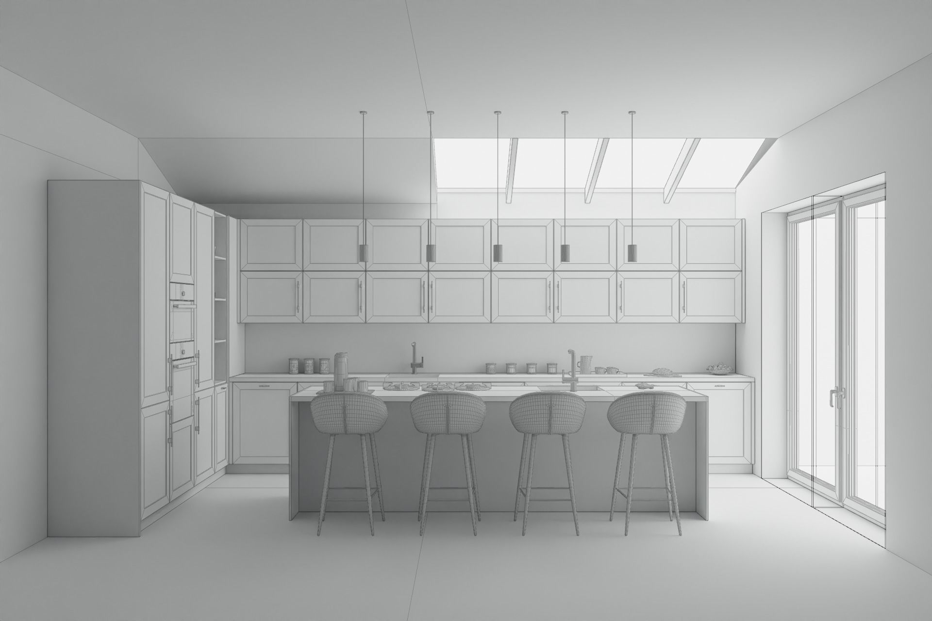 Modern Kitchen Island - Classic Contemporary 3D model | CGTrader