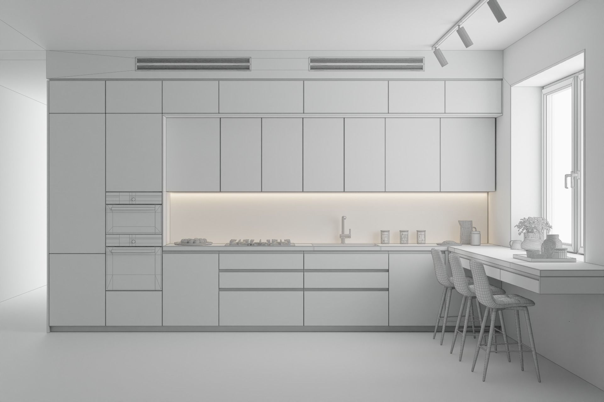 Modern L-Shape Kitchen 3D model | CGTrader