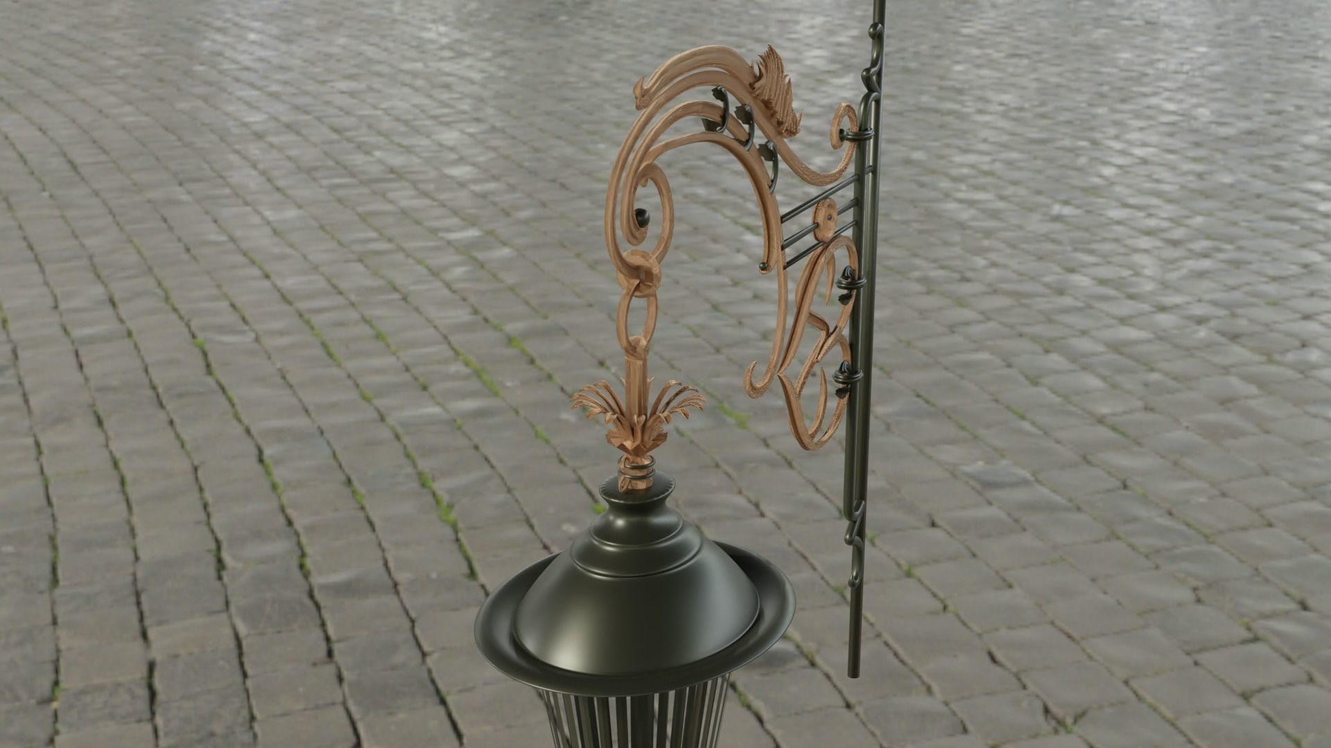 Wrought street lamp retro iron work 3D model | CGTrader