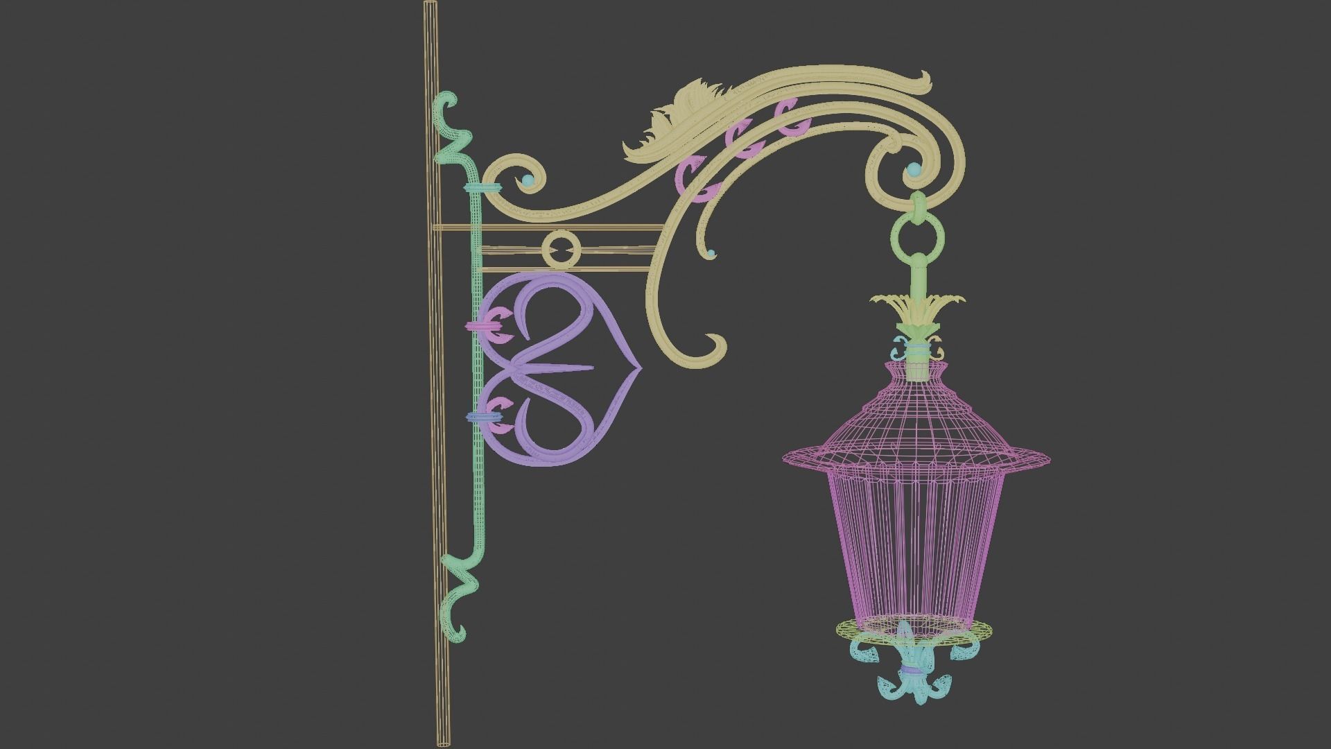 Wrought street lamp retro iron work 3D model | CGTrader