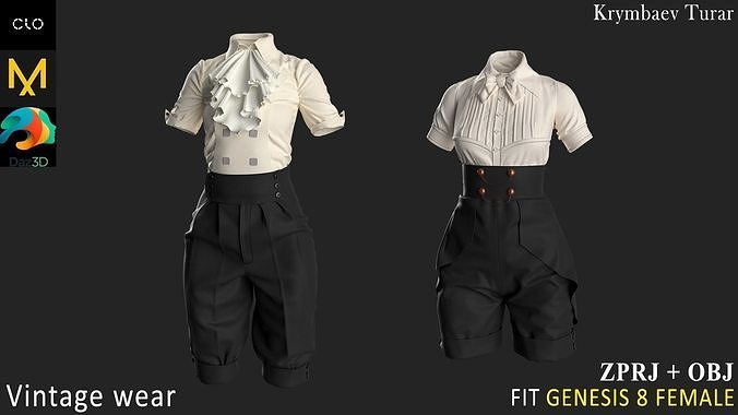 Vintage wear Marvelous Designer project 3D model | CGTrader