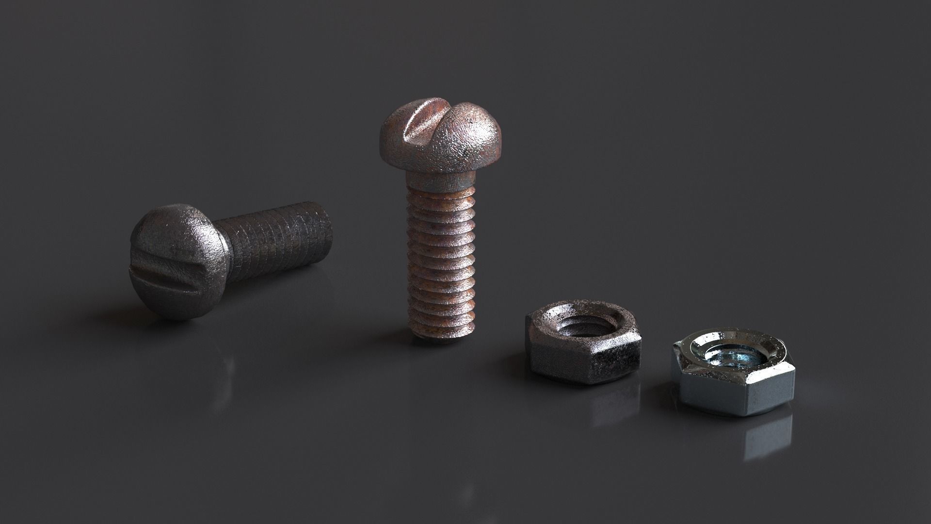 Rusted Bolts and Nuts free 3D model | CGTrader