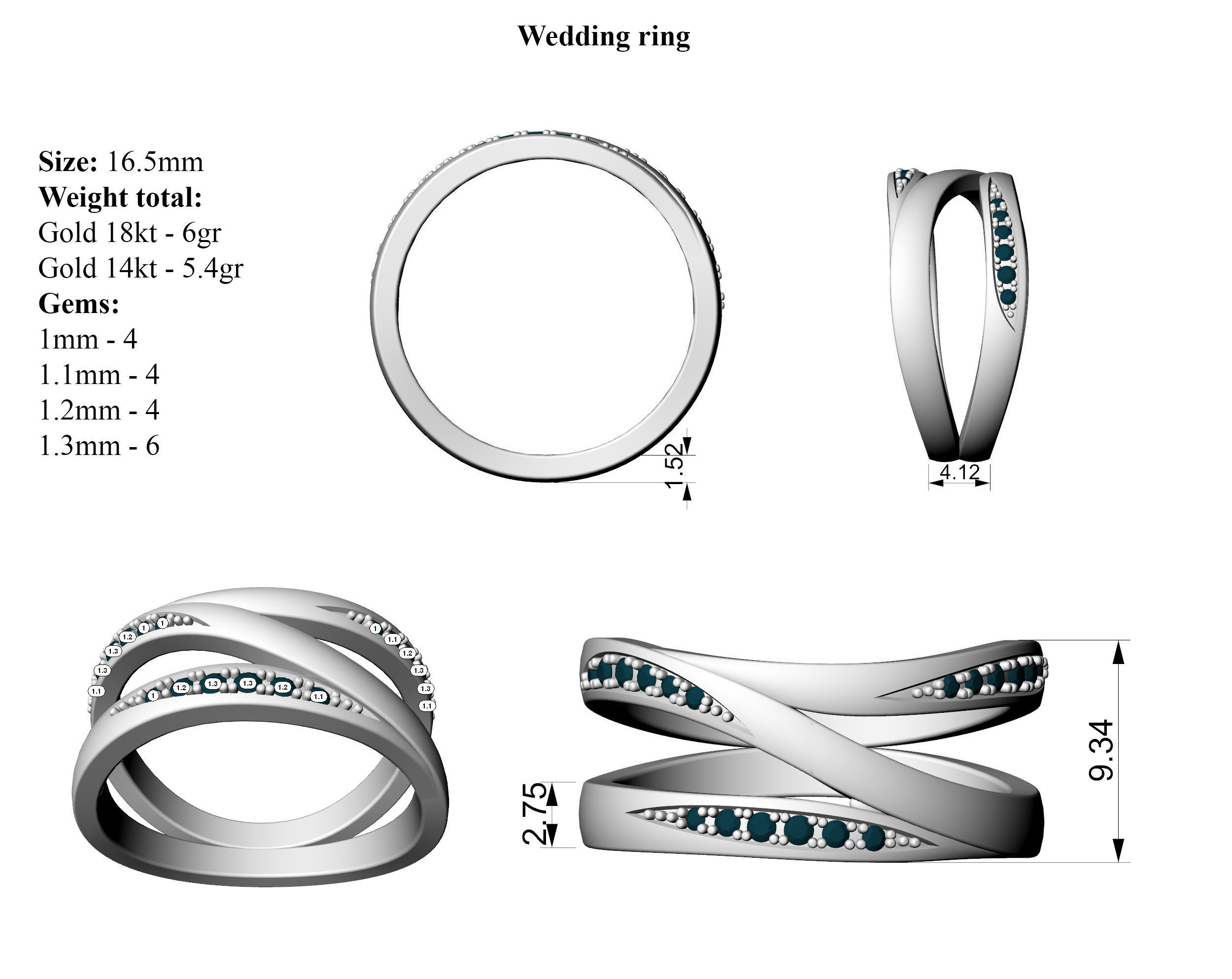 Wedding ring All sizes 3D model 3D printable | CGTrader