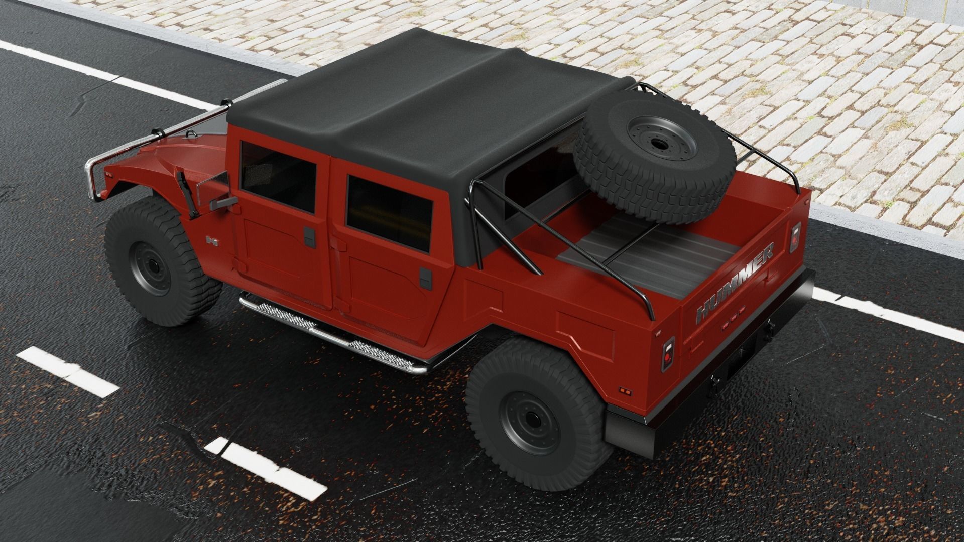HUMMER H1 PICKUP SOFT ROOF FOR SUBDIV 3D model | CGTrader