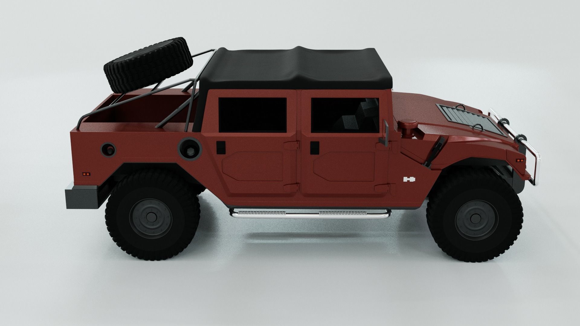 HUMMER H1 PICKUP SOFT ROOF FOR SUBDIV 3D model | CGTrader