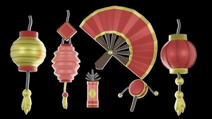 3D model chinese new year elements VR / AR / low-poly | CGTrader