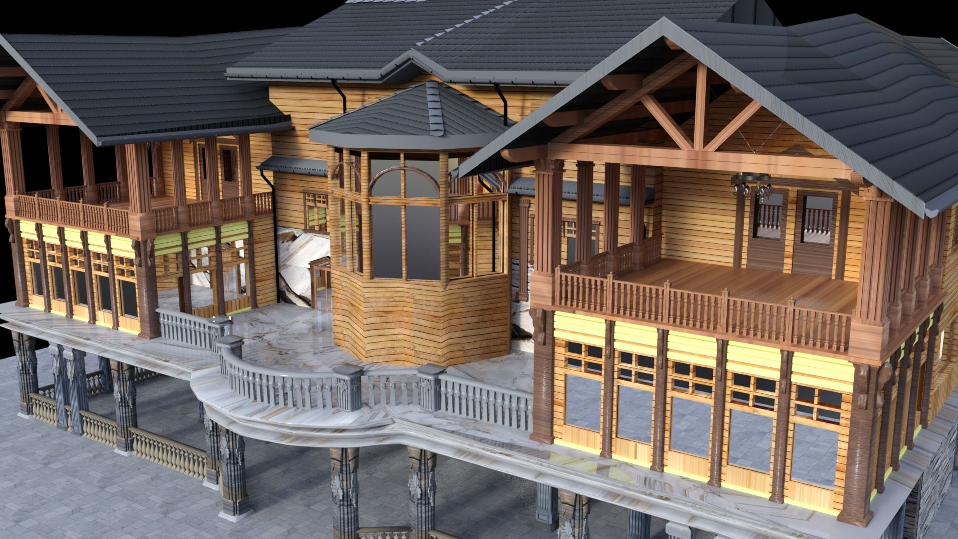 Wooden Villa 3D model | CGTrader