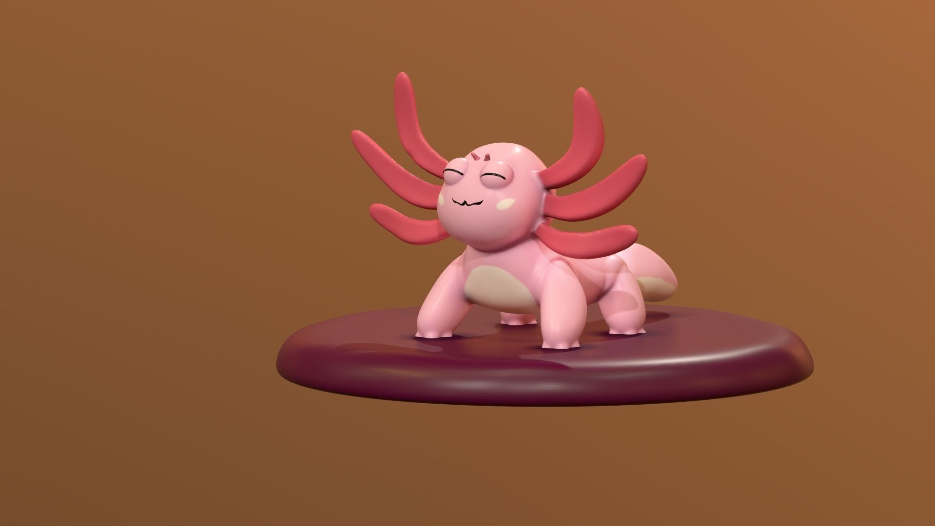 Axolotl cute amphibian statue 3D model 3D printable | CGTrader