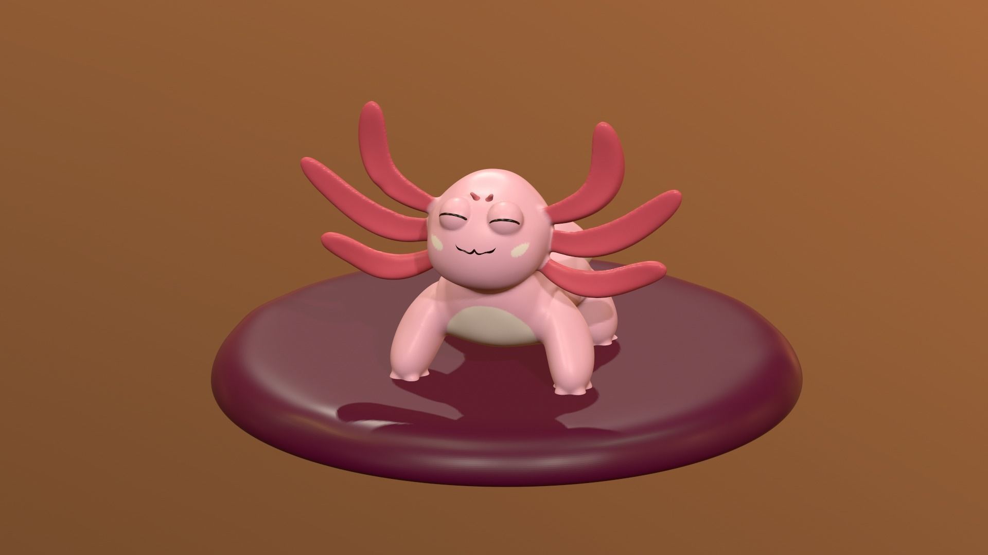 Axolotl cute amphibian statue 3D model 3D printable | CGTrader