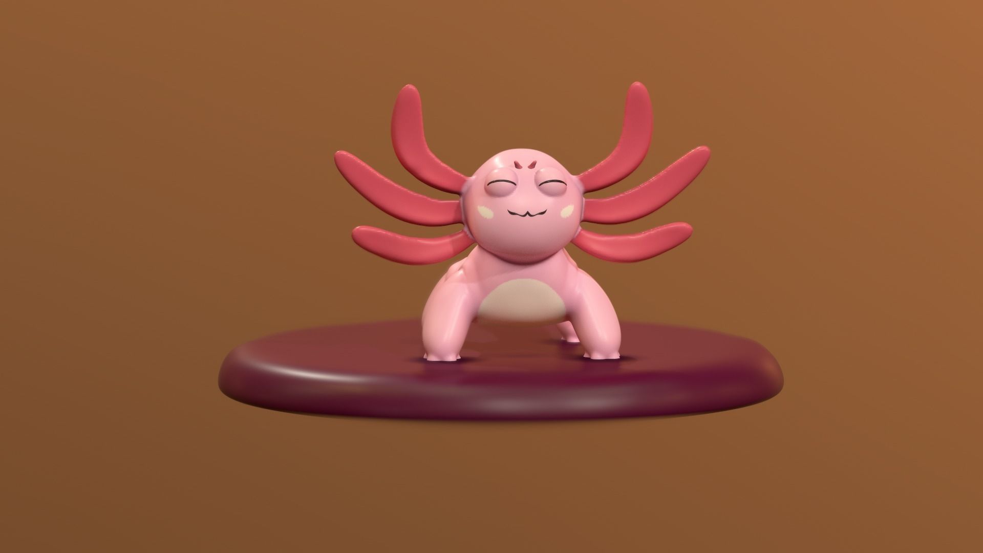 Axolotl cute amphibian statue 3D model 3D printable | CGTrader