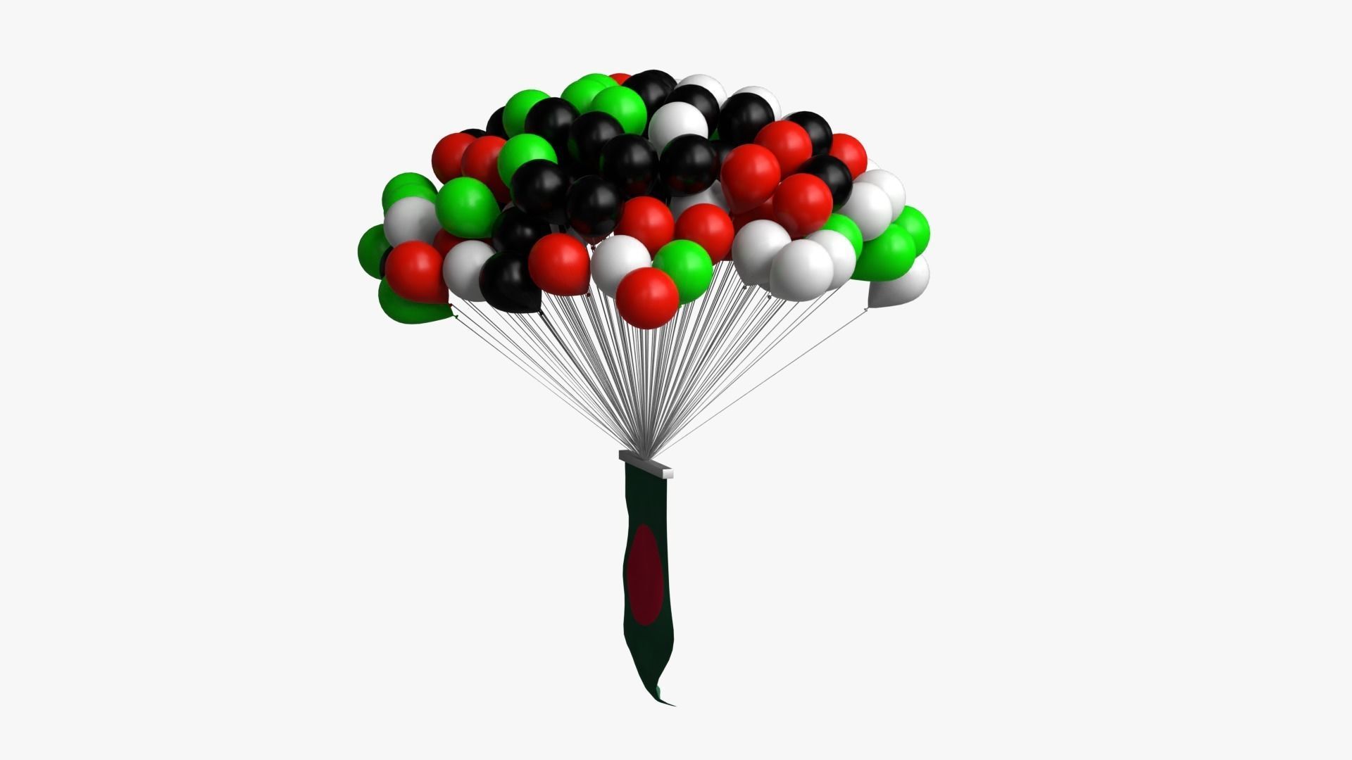 Balloon and flag animated 3D model animated | CGTrader