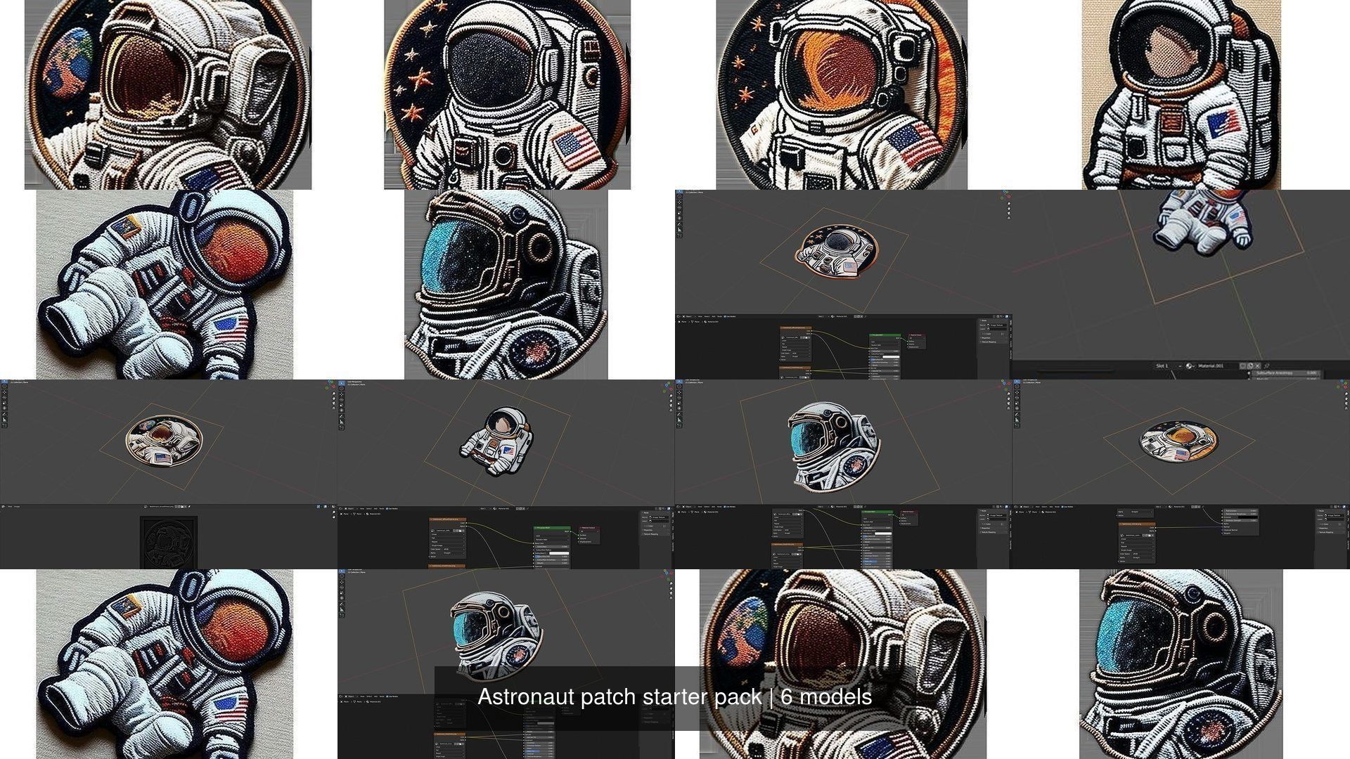3D Model Collection 6 Astronaut patch starter pack VR / AR / low-poly | CGTrader