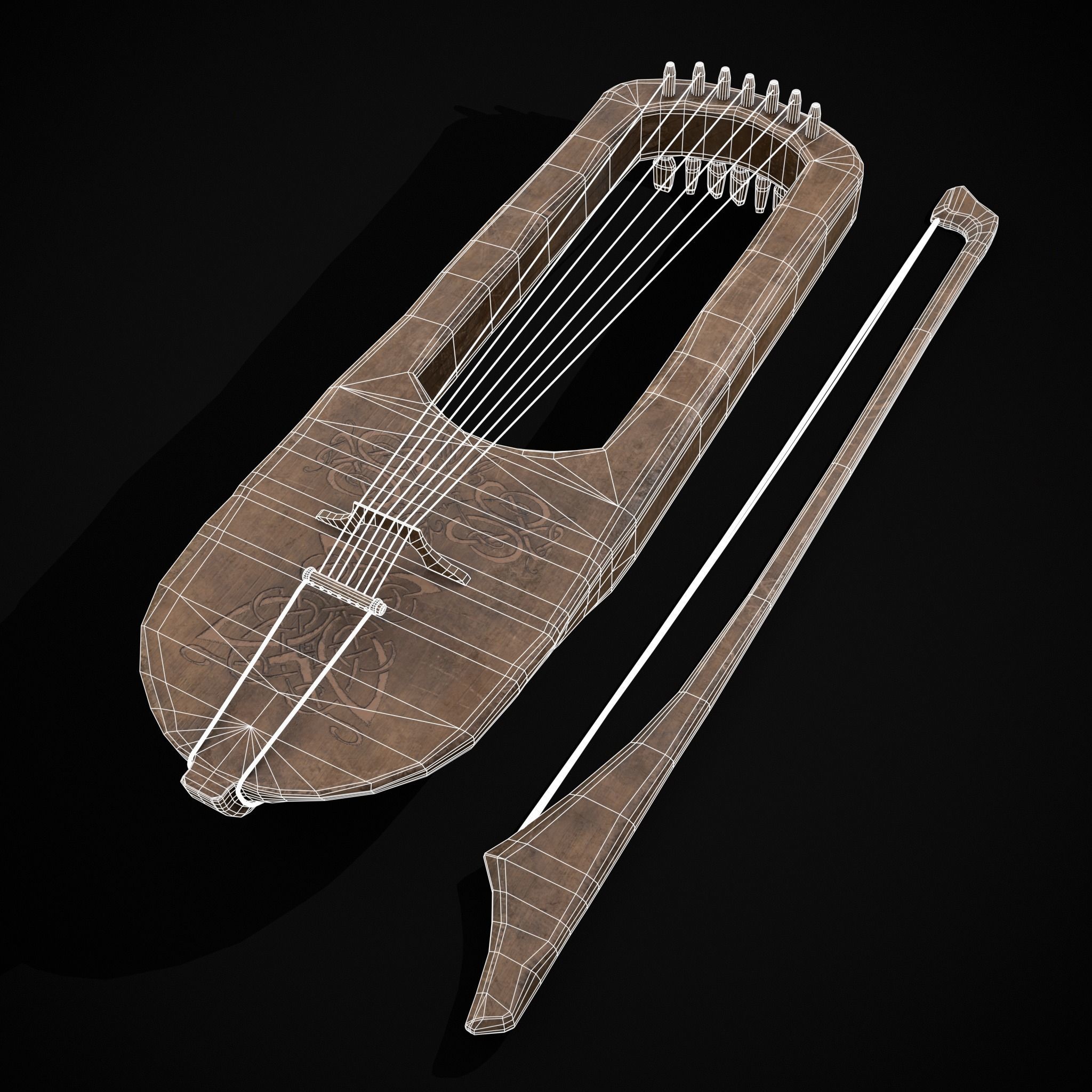 3D model Worn Medieval Lyre VR / AR / low-poly | CGTrader