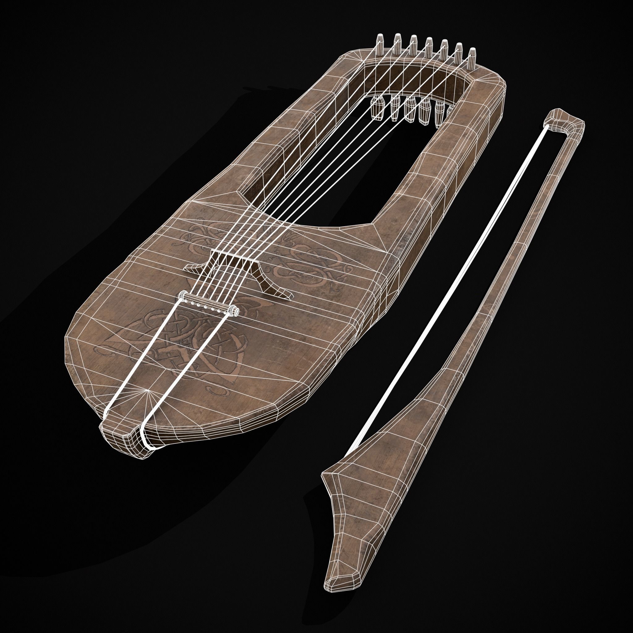3D model Worn Medieval Lyre VR / AR / low-poly | CGTrader