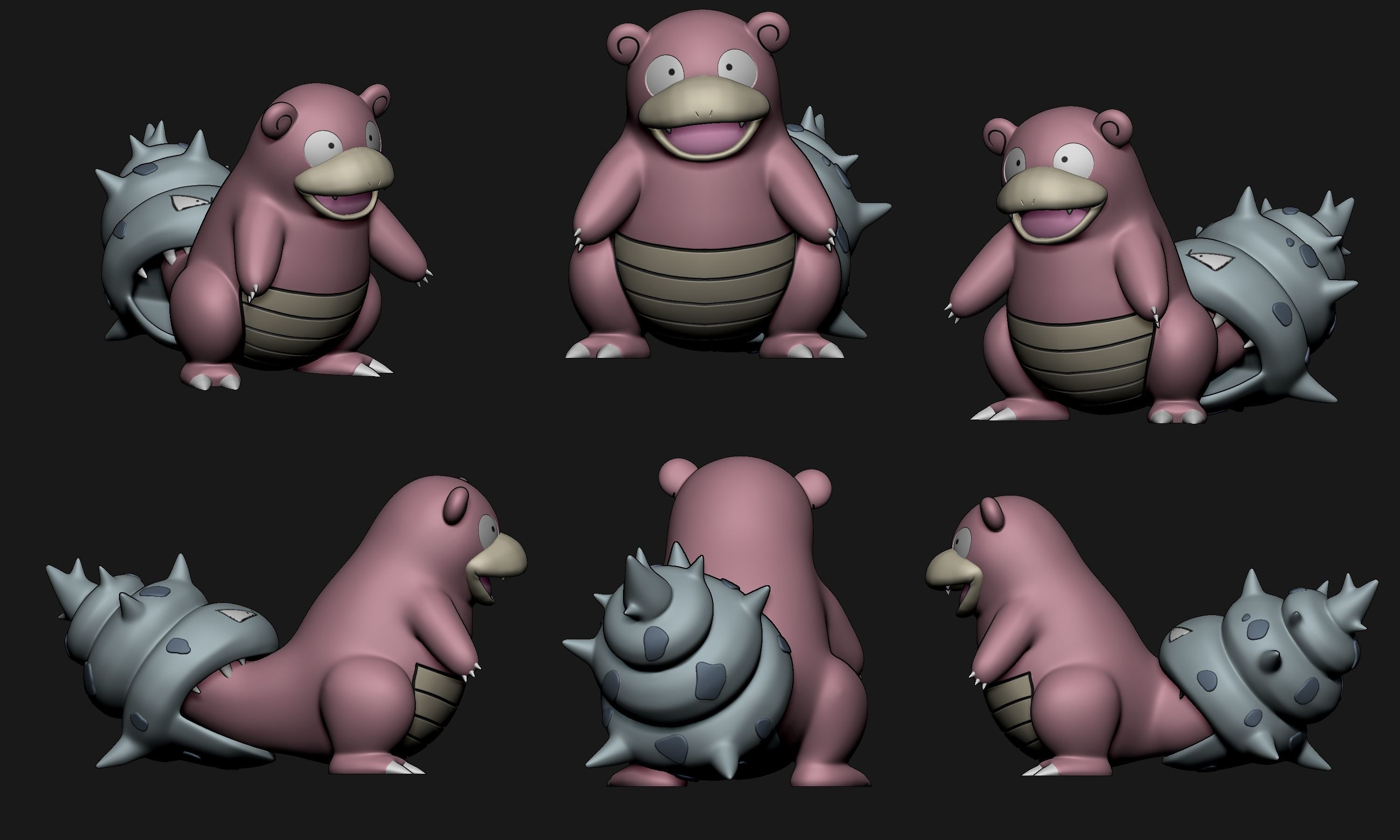 Pokemon - Slowpoke Slowbro and Slowking with 2 poses 3D model 3D ...