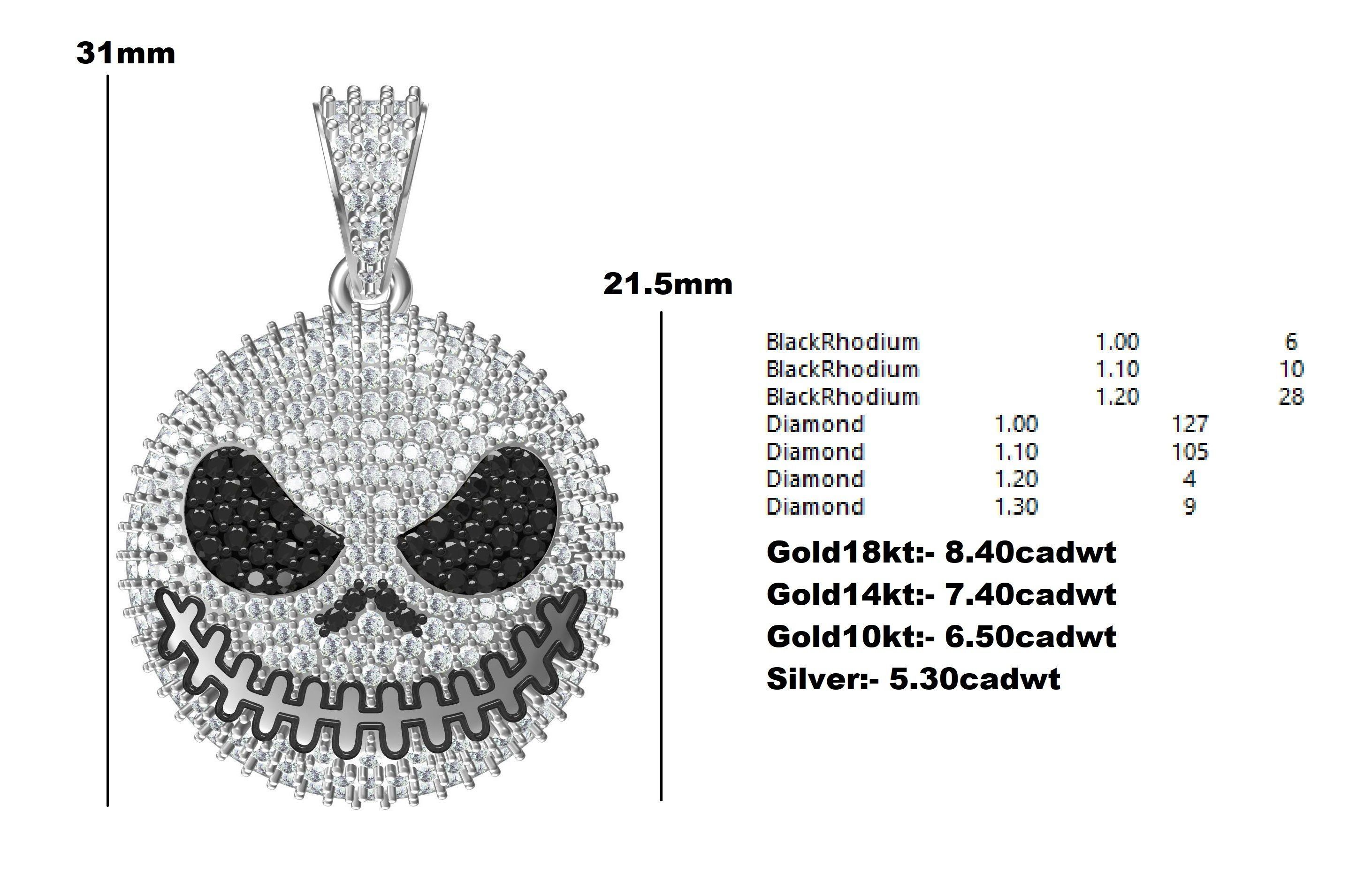 Jack Skellington Head Hip Hop Pendant 3D model 3D printable | CGTrader