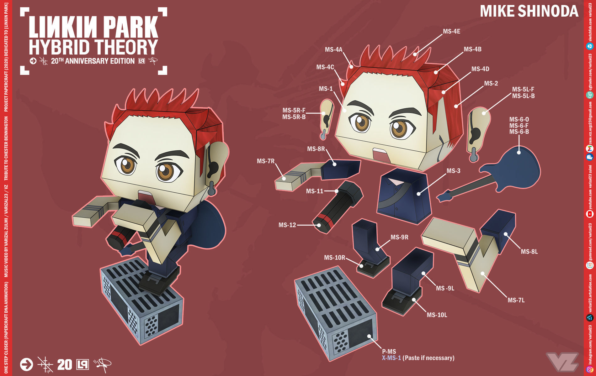 3D model 3D LINKIN PARK - HYBRID THEORY 20 - Bonus File Papercraft VR ...