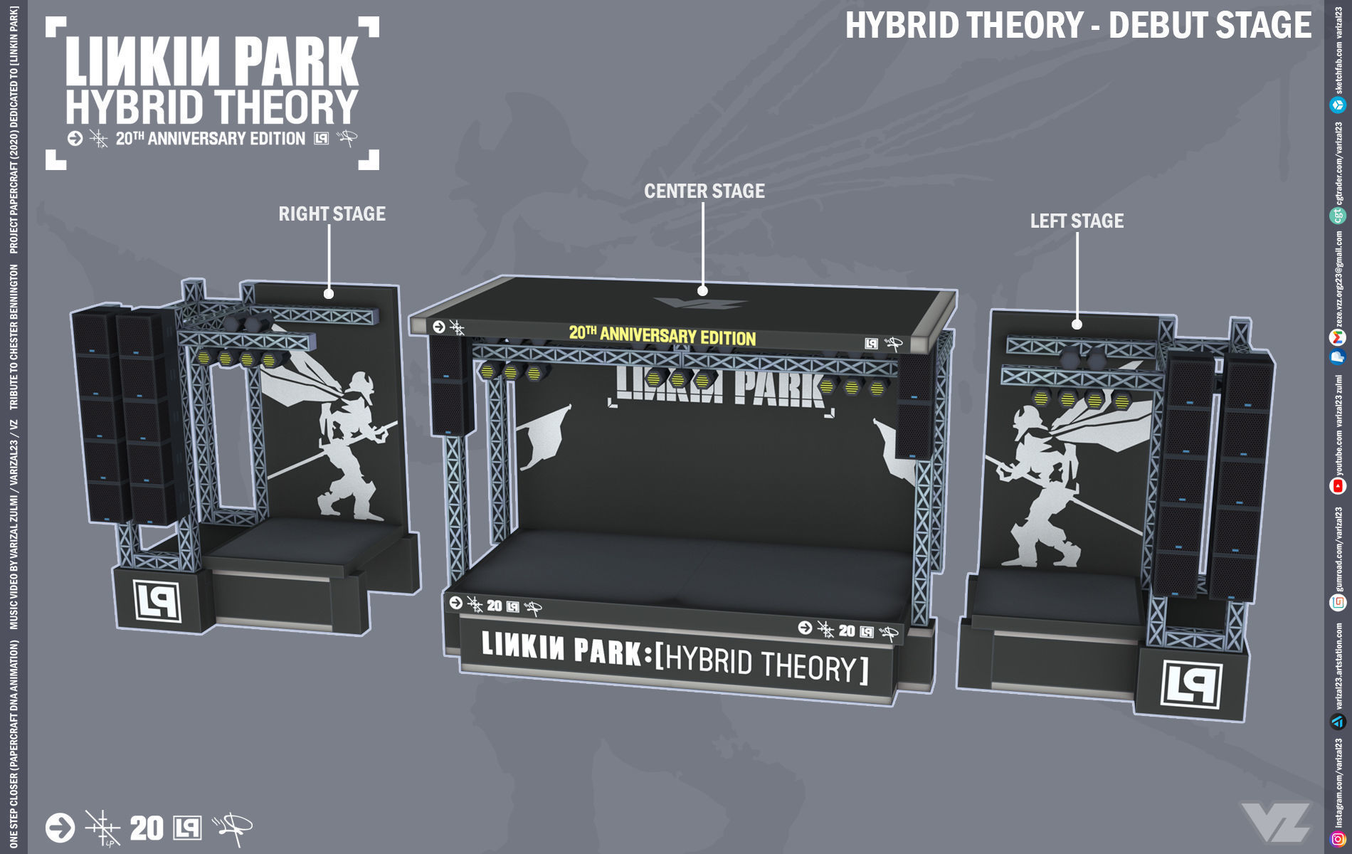 3D model 3D LINKIN PARK - HYBRID THEORY 20 - Bonus File Papercraft VR ...