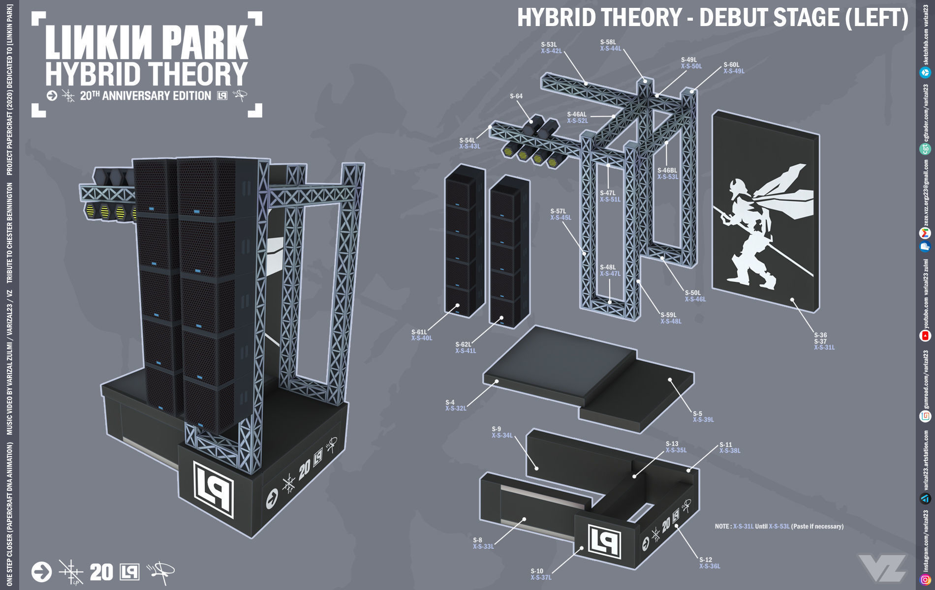3D model 3D LINKIN PARK - HYBRID THEORY 20 - Bonus File Papercraft VR ...