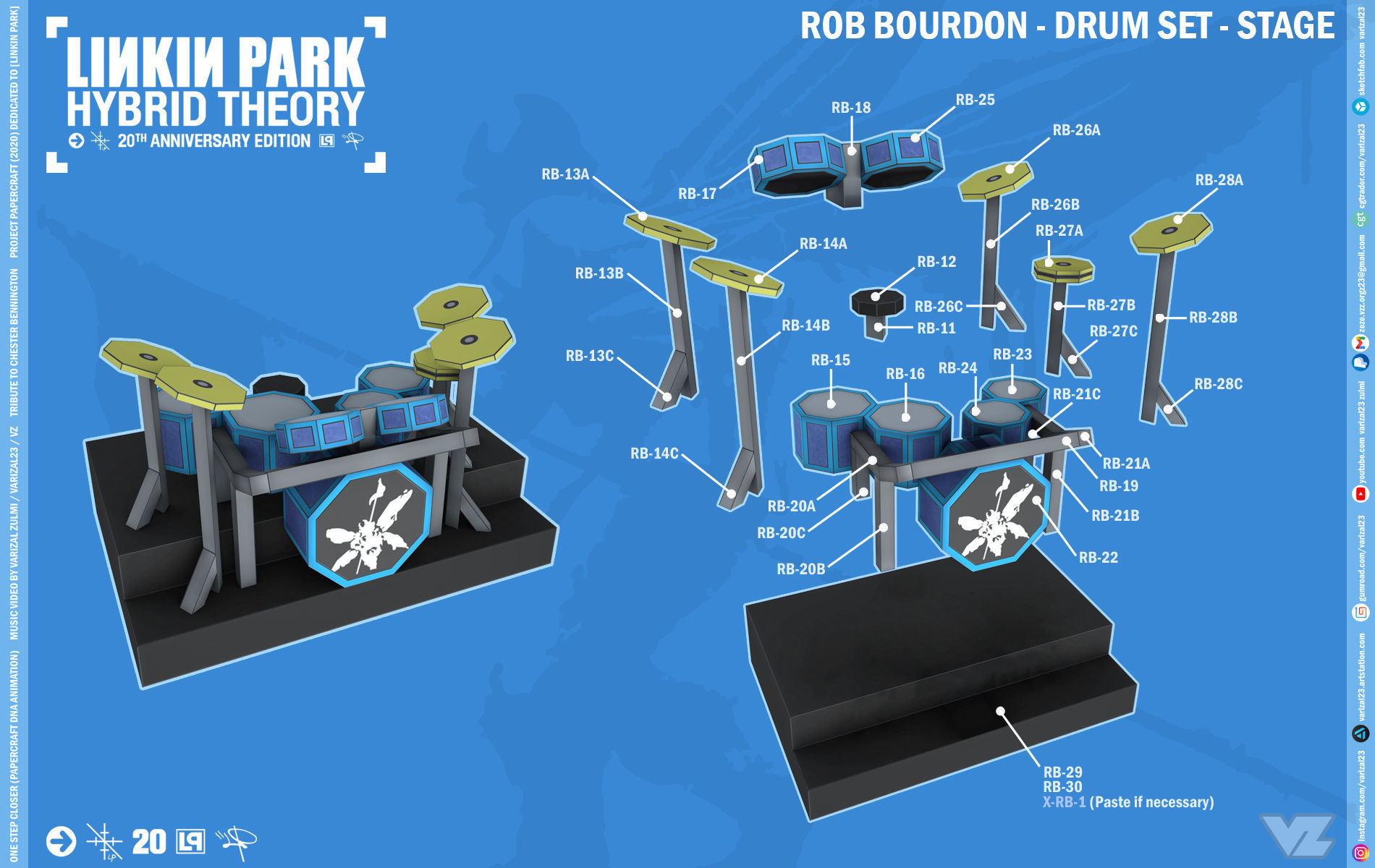 3D model 3D LINKIN PARK - HYBRID THEORY 20 - Bonus File Papercraft VR ...