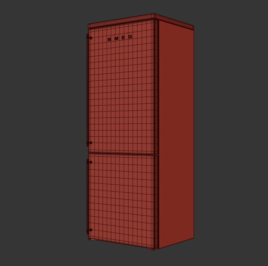 Fridge Smeg beige and gold 3D model | CGTrader