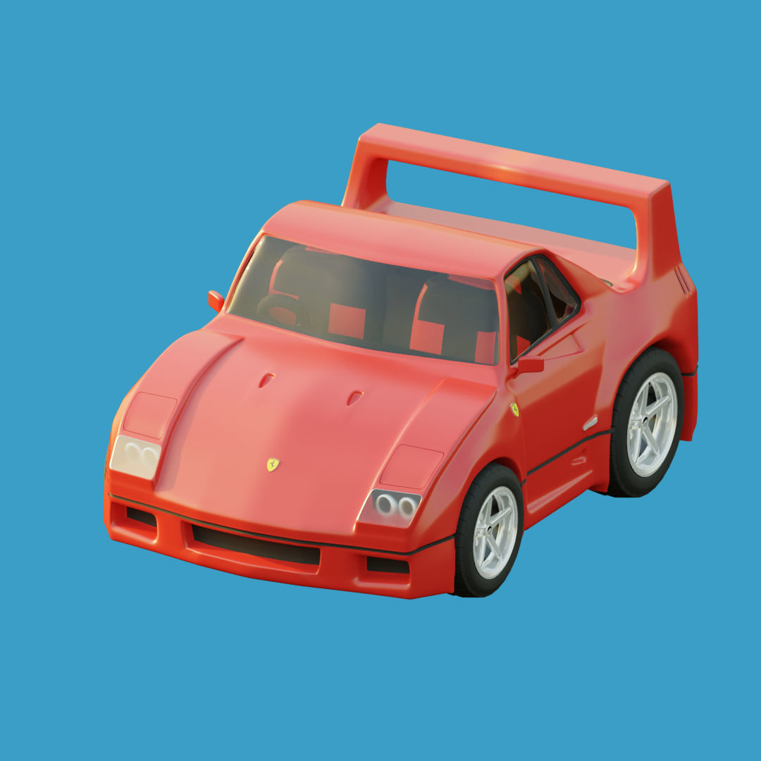 Ferrari F40 mini car 3D model | CGTrader