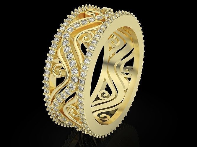 Wave Ring fashion Engagement Ring Silver Gold 3D model 3D printable | CGTrader
